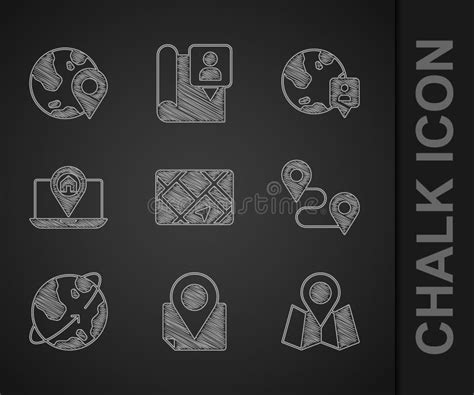 Set Gps Device With Map Folded Location Marker Route Satellites Orbiting The Earth City