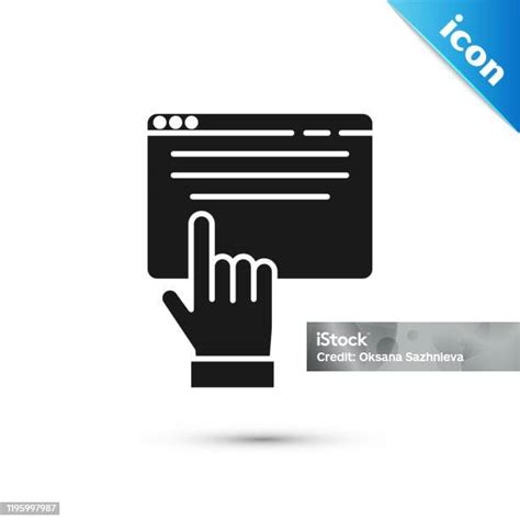 흰색 배경에 격리 된 화면 아이콘에 검은 온라인 쇼핑 개념 전자 상거래 전자 비즈니스 온라인 비즈니스 마케팅 벡터 일러스트레이션 개념에 대한 스톡 벡터 아트 및 기타 이미지