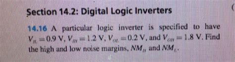 Solved Digital Logic Inverters A Particular Logic Inverter