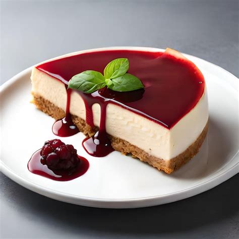 Premium Ai Image A Slice Of Cheesecake With A Raspberry Sauce On Top