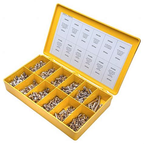 Plain 220 Pieces Sex Bolt Assortment 2yar7z4402 Kit Grainger