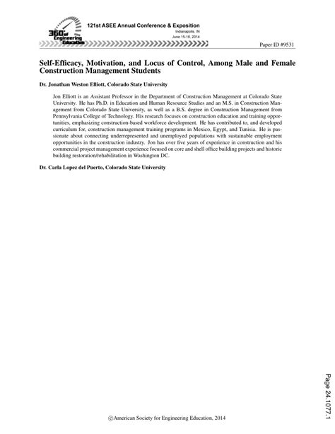 Pdf Self Efficacy Motivation And Locus Of Control Among Male And Female Construction