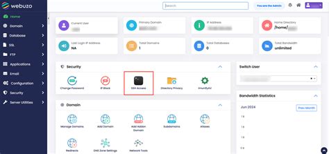 SSH Access Webuzo
