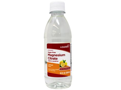 Leader Magnesium Citrate Saline Laxative Sugar Free Lemon Flavor 10 Fl Oz Hsa Fsa Eligible