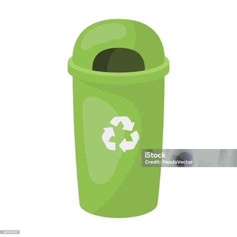 흰색 배경에 고립 된 만화 스타일에 쓰레기 캔 아이콘을 재활용 바이오와 생태 심볼 주식 벡터 일러스트 레이 션 0명에 대한 스톡 벡터 아트 및 기타 이미지 Istock