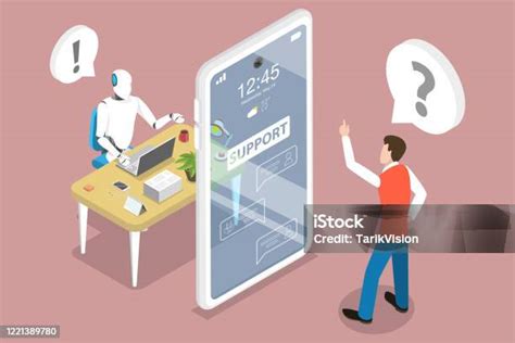 고객 지원 챗봇 도우미의 3d 아이소메트릭 플랫 벡터 개념 인공지능에 대한 스톡 벡터 아트 및 기타 이미지 인공지능 챗봇 마케팅 Istock