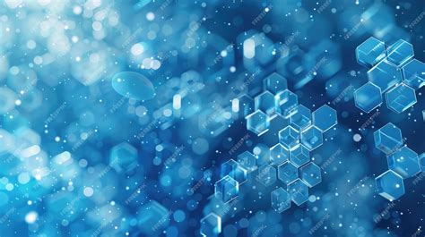 premium photo abstract blue hexagonal pattern with light bokeh effects