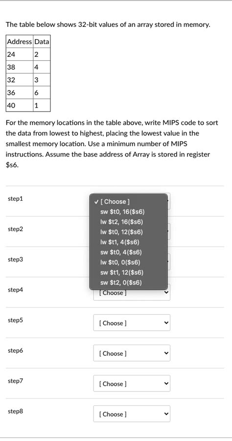 Solved The Table Below Shows 32 Bit Values Of An Array