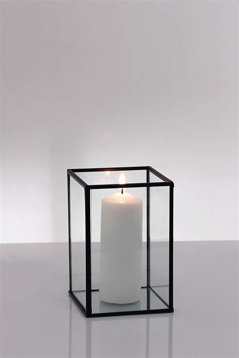 Metal Frame Glass Candle Box 100 X 100 X 150mmh