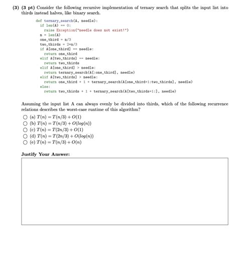 Solved 3 3 Pt Consider The Following Recursive