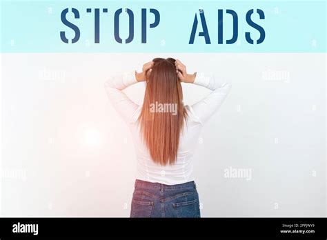 text sign showing stop ads business overview program that will remove