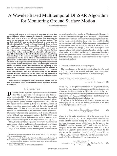 pdf a wavelet based multitemporal dinsar algorithm for monitoring