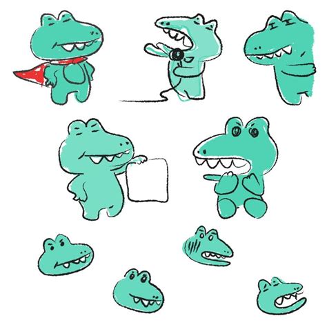 귀여운 악어 캐릭터 일러스트 낙서디자인 소스 Hug Illustration Cute Stickers Illustration