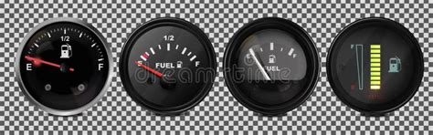 Vector Realistic 3d Set Of Fuel Level Indicators In A Carillustration