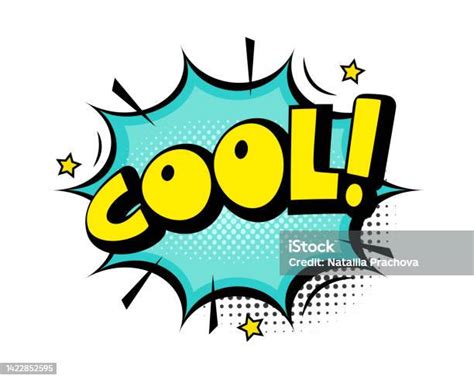 구름 별 광선 및 하프톤 효과 배경이있는 멋진 만화 단어 음성 버블 아이콘 복고풍 스타일의 팝 아트 벡터 만화 일러스트레이션 1990 1999 년에 대한 스톡 벡터 아트 및