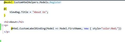 Custom Label Html Helper With Model Binding In Mvc3 Razor