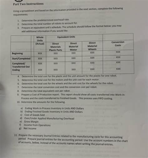 Solved Part Two Instructions Using A Spreadsheet And Based