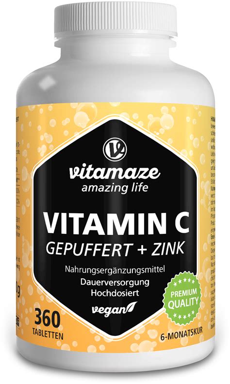 C Vitamiini Puskuroitu Sinkki 360 Tablettia Vitamaze Vitalabo