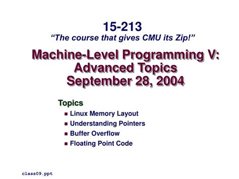 Ppt Machine Level Programming V Advanced Topics September 28 2004