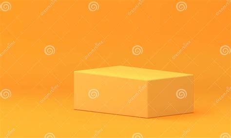 Yellow 3d Podium Rectangle Display Pedestal Modern Empty Showroom