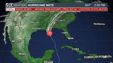 Hurricane Nate Current Forecast Track Spaghetti Models Satellite