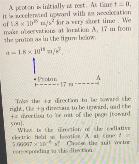 Solved A Proton Is Initially At Rest At Time T It Is Chegg