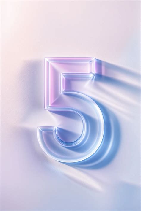 透明数字5磨砂玻璃艺术字 花瓣网