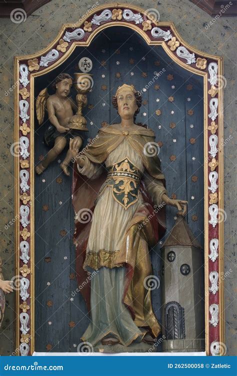 Saint Barbara The Martyr Statue On The Altar Of Saint Barbara In The