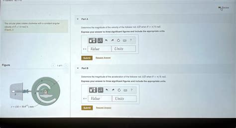 Solved The Circular Plate Rotates Clockwise With A Constant Angular Velocity Of Heta ˙ 1 9ra