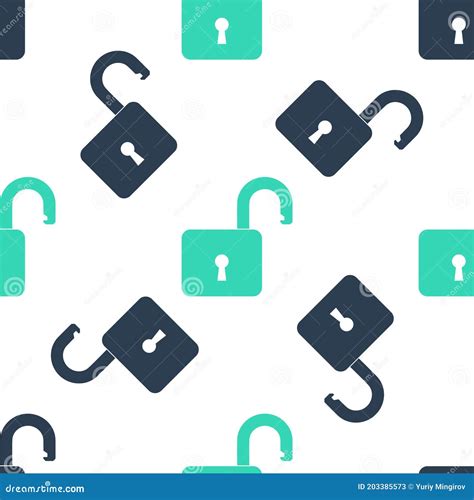 Green Open Padlock Icon Isolated Seamless Pattern On White Background Opened Lock Sign Cyber