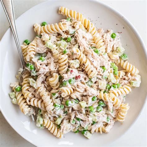 Creamy Cold Tuna Pasta Salad With Peas And Celery