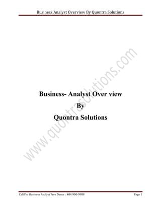 Business Analyst Overview By Quontra Solutions PDF