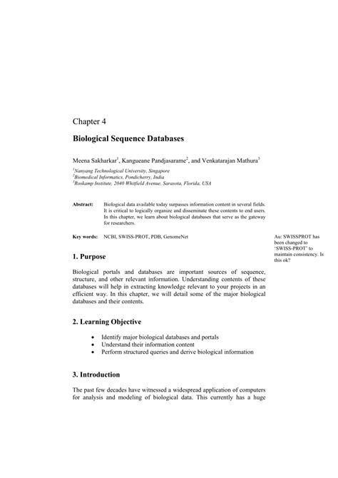 PDF Biological Sequence Databases
