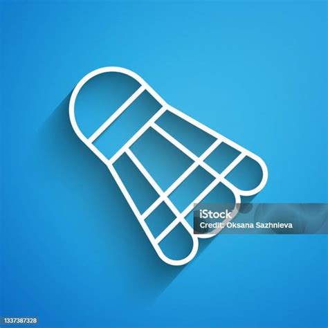 흰색 라인 배드민턴 셔틀콕 아이콘은 파란색 배경에 격리 스포츠 장비 긴 그림자 벡터 Championship에 대한 스톡 벡터 아트 및 기타 이미지 Championship