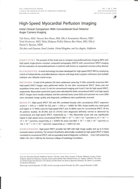 Pdf Comparison Of Diagnostic Performance Of High Speed Myocardial Perfusion Imaging Vs