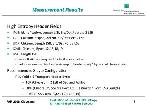 ppt evaluation of header field entropy for hash based packet