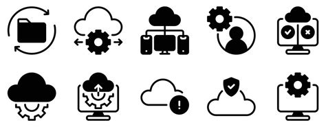 Cloud Algorithm Icon Set Solid Style Collection Representing Data