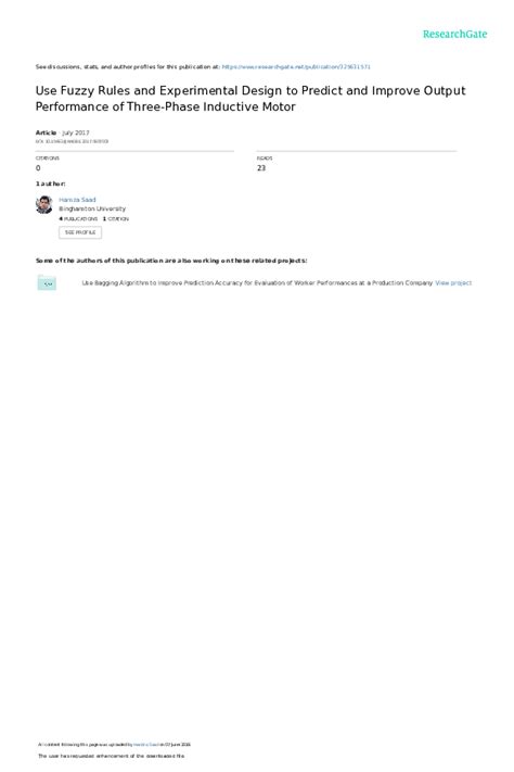 Pdf Use Fuzzy Rules And Experimental Design To Predict And Improve Output Performance Of Three