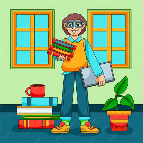 Free Vector Hand Drawn Nerd Cartoon Illustration