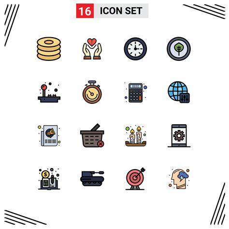 Set Of 16 Modern Ui Icons Symbols Signs For Game Joystick Love Science Bio Editable Creative