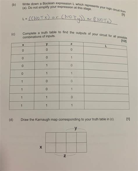 solved b write down a boolean expression l which