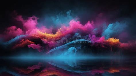 Vibrant Abstract Colorful Waves Of Smoke Blending Seamlessly In Dark Background Like Flowing