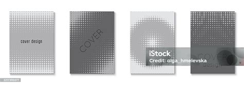라인 커버 세트 기술 레이아웃의 현대적인 모양 연간 초대를 위한 다이나믹 프레임 점 질감 하프톤 블랙 앤 그레이스케일 플라이어 회색 그래픽 포스터 화이트 라인 커버 0명에