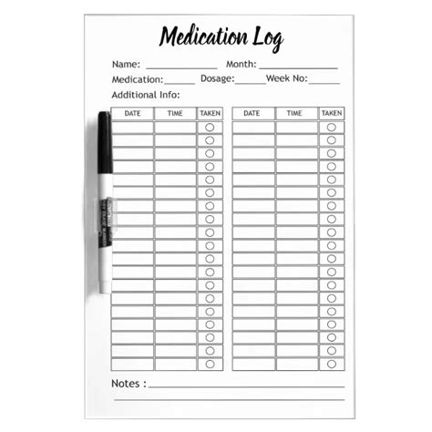 Simple Medication Check List Personalized Dry Erase Board Zazzle
