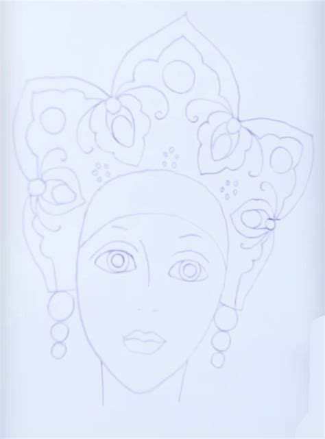 Рисунок кокошника для учеников 5 класса Легкие срисовки