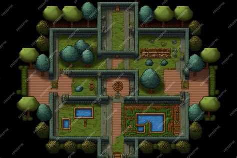 Premium Ai Image Pixel Art Fantasy Rpg Game Map Top View Background In Retro Style For 8 Bit