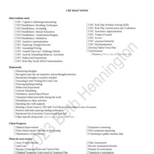 Soap Note Template Fill In The Blank And Checkboxes For Counseling Cbt