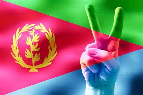 Premium Photo Eritrea Two Fingers Showing Peace Sign And National Flag