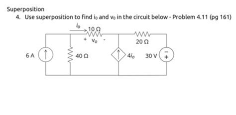 solved superposition4 ﻿use superposition to find i0 ﻿and v0