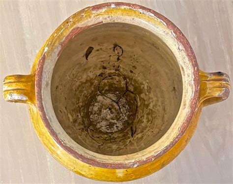 French 19th Century Provençal Half Glazed Terracotta Confit Pot For